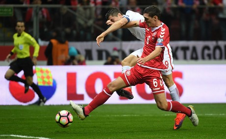Polands Robert Lewandowski L Fights Ball Editorial Stock Photo - Stock ...