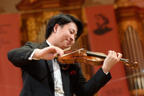 Japanese Violinist Seiji Okamoto Performs During Editorial Stock Photo ...