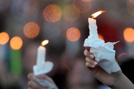 Young People Carry Candles During Meeting Editorial Stock Photo - Stock ...