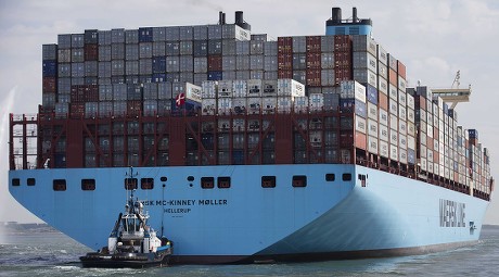 Worlds Biggest Container Ship Named Maersk Editorial Stock Photo ...