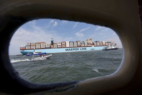 Worlds Biggest Container Ship Named Maersk Editorial Stock Photo ...