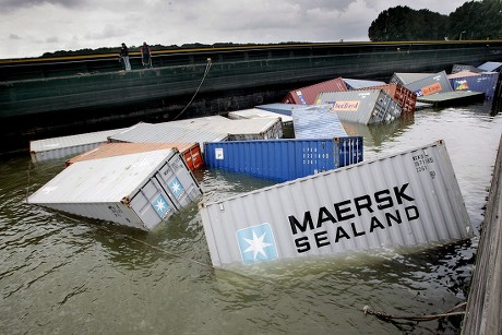 Contianers Float Water After Containership Sank Editorial Stock Photo ...