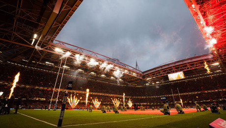 Fireworks Pyrotechnics Teams Take Field Principality Editorial Stock ...