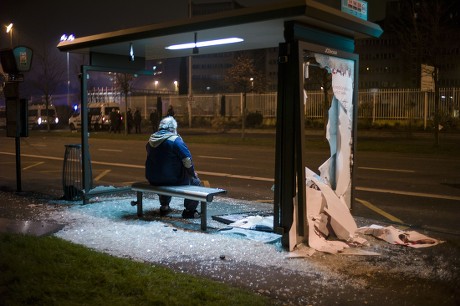 Man Sits Damaged Bus Stop Protesters Editorial Stock Photo - Stock ...