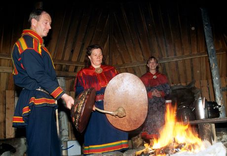 Sami Family Spending Evening Their Hut Editorial Stock Photo - Stock ...