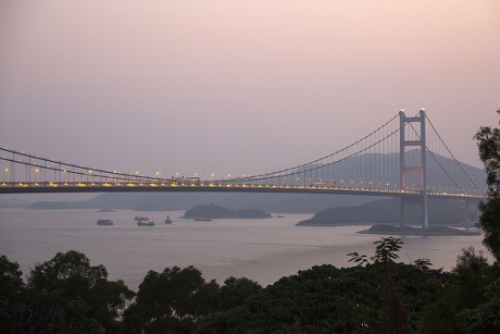 Tsing Ma Bridge Spans Over Ma Editorial Stock Photo - Stock Image ...