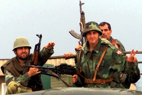 Pristina Kosovo Soldiers Yugoslav Army Gesture Editorial Stock Photo ...