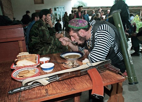 Grozny Russian Federation Chechen Fighter Eats Editorial Stock Photo ...