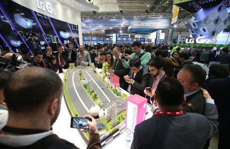 Visitors Crowd Lg Electronics Booth Mobile Editorial Stock Photo ...