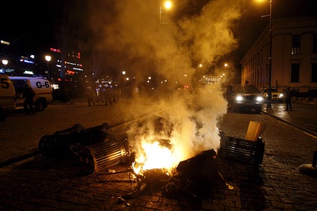 Garbage Cans Burn Oslos Main Street Editorial Stock Photo - Stock Image ...