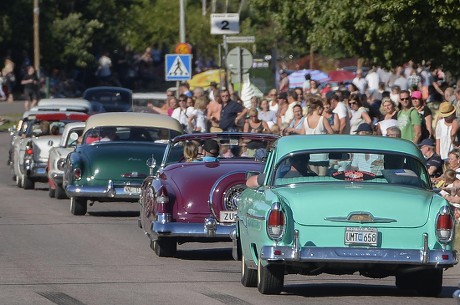 Vintage Classic American Cars Join Cruising Editorial Stock Photo ...