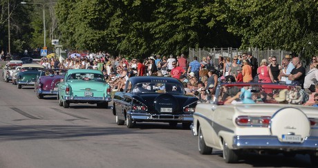Vintage Classic American Cars Join Cruising Editorial Stock Photo ...
