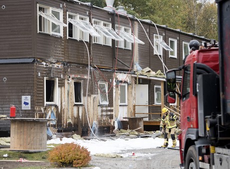 Swedish Firefighters Inspect Scene After Extinguishing Editorial Stock ...