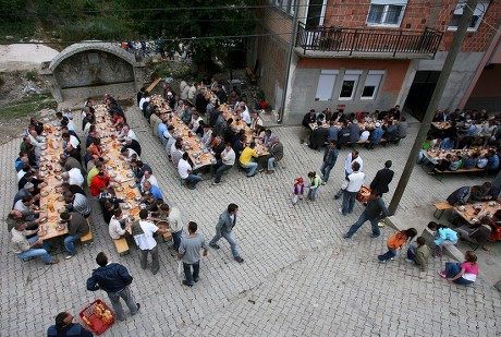 Kosovar Bosnians Have Lunch During Traditional Editorial Stock Photo ...