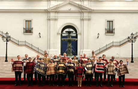 World Leaders Dressed Traditional Chilean Ponchos Editorial Stock Photo ...