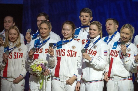 Russian Team Celebrate On Podium After Editorial Stock Photo - Stock ...