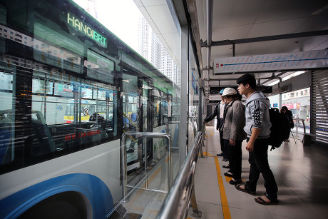 People Get On Bus Rapid Transit Editorial Stock Photo - Stock Image ...