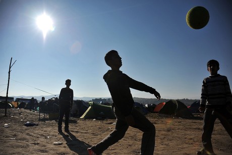 Migrants Refugees Play Volley They Wait Editorial Stock Photo - Stock ...