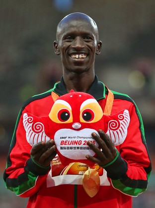 Ezekiel Kemboi Kenya Celebrates On Podium Editorial Stock Photo - Stock ...