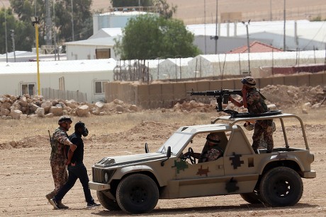 Us Jordanian Soldiers Point Guns During Editorial Stock Photo - Stock ...