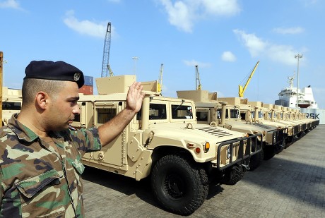 Officers Lebanese Soldiers Stand Front Humvees Editorial Stock Photo ...