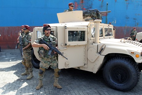 Officers Lebanese Soldiers Stand Front Artillery Editorial Stock Photo ...