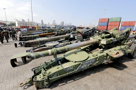 Officers Lebanese Soldiers Stand Front Artillery Editorial Stock Photo ...
