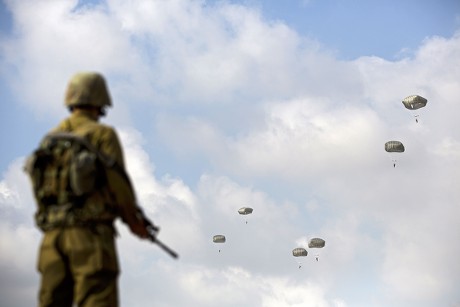 Israeli Army Paratroopers Jump C130j Super Editorial Stock Photo ...