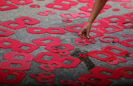 Woman Lays Cutouts Number 8 During Editorial Stock Photo - Stock Image ...