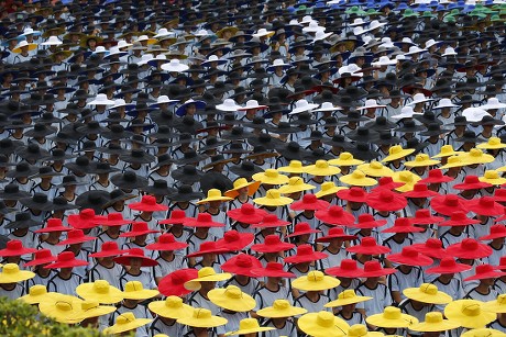 Taiwanese Students Wear Colorful Hats During Editorial Stock Photo ...