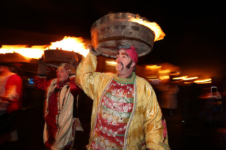 Participants Carrying Burning Barrels Tar On Editorial Stock Photo ...