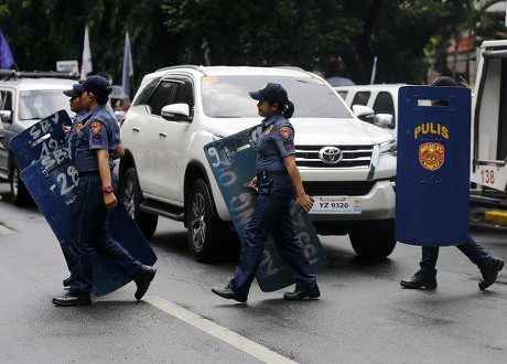 Filipino Anti Riot Police Cross Street Editorial Stock Photo - Stock ...