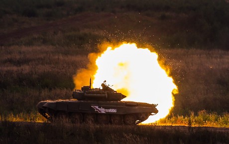 Russian Battle Tank Fires During Demonstration Editorial Stock Photo ...