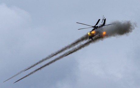 Russian Mi35 Attack Helicopter Action During Editorial Stock Photo ...