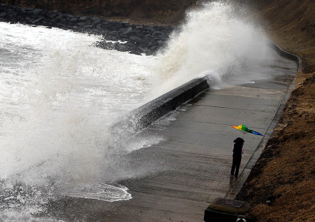 Stormdriven Waves Crash Against Seafront Seaham Editorial Stock Photo ...