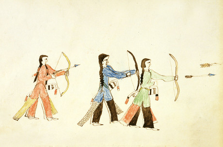 Three Indians Firing Arrows Drawing By Editorial Stock Photo - Stock ...