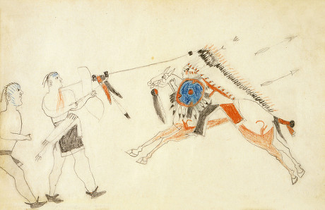 Indian Tribes Fighting Drawing By Galloping Editorial Stock Photo ...