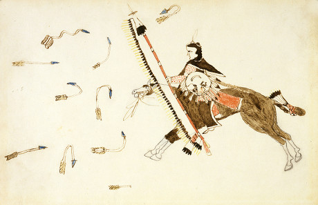 Indian Defending Himself Arrows Drawing By Editorial Stock Photo ...