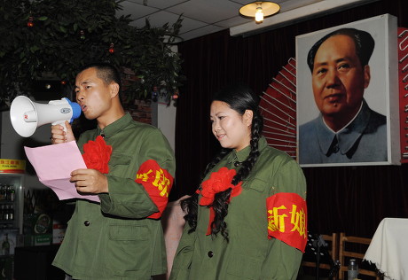 Bride Groom Dressed Red Guards Celebrate Editorial Stock Photo - Stock ...
