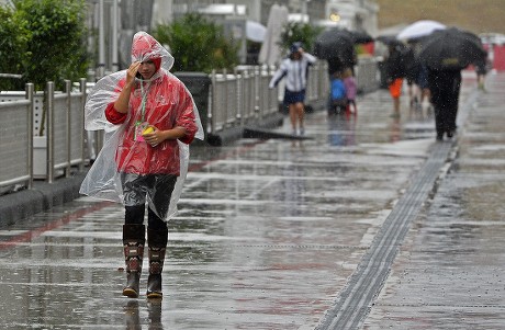 Woman Tries Keep Out Rain Before Editorial Stock Photo - Stock Image ...