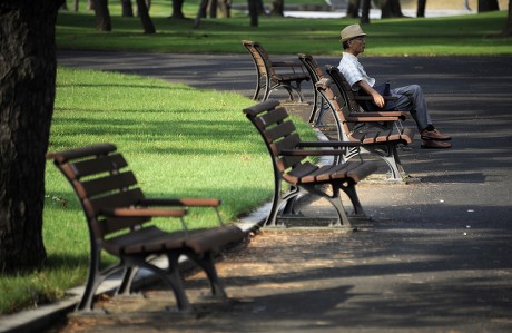 Man Takes Rest Sitting On Bench Editorial Stock Photo - Stock Image ...