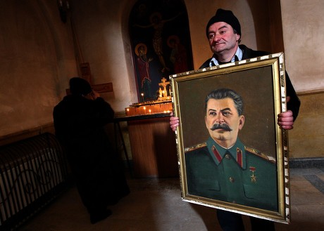 Georgian Man Carries Portrait Former Soviet Editorial Stock Photo ...