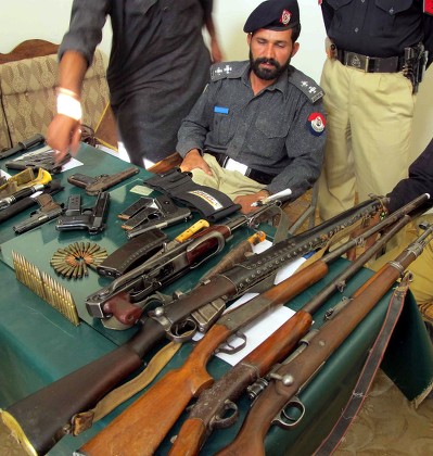 Pakistani Police Present Arms Ammunition Recovered Editorial Stock ...