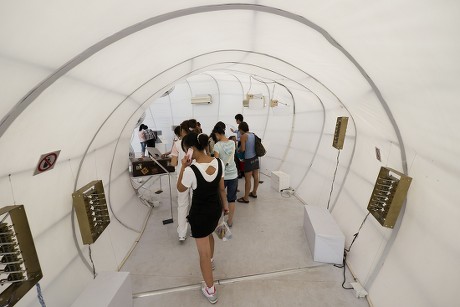 Visitors Enter Weather Tunnel Installation Entrance Editorial Stock ...