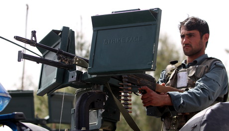 Afghan Police Mans Machine Gun Scene Editorial Stock Photo - Stock ...