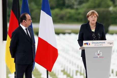German Chancellor Angela Merkel R Delivers Editorial Stock Photo ...