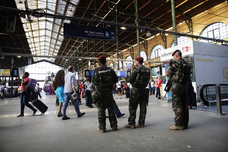 Three French Soldiers Patrol Gare Du Editorial Stock Photo - Stock ...