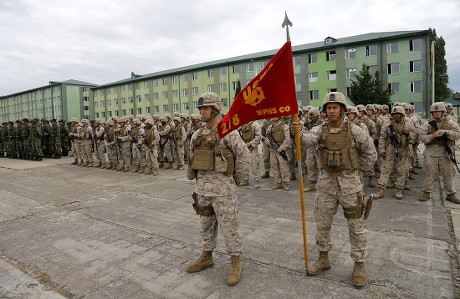 Us Soldiers Stand Formation During Opening Editorial Stock Photo ...