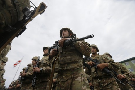 Georgian Soldiers Stand During Opening Ceremony Editorial Stock Photo ...