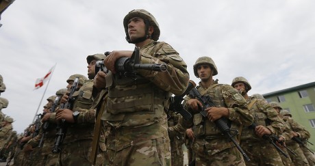 Georgian Soldiers Stand During Opening Ceremony Editorial Stock Photo ...